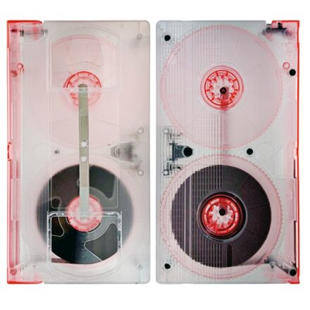 Clear VHS Shell w/Transparent Pink Dust Cover & Spools and T-130 Tape - VHS is LIFE